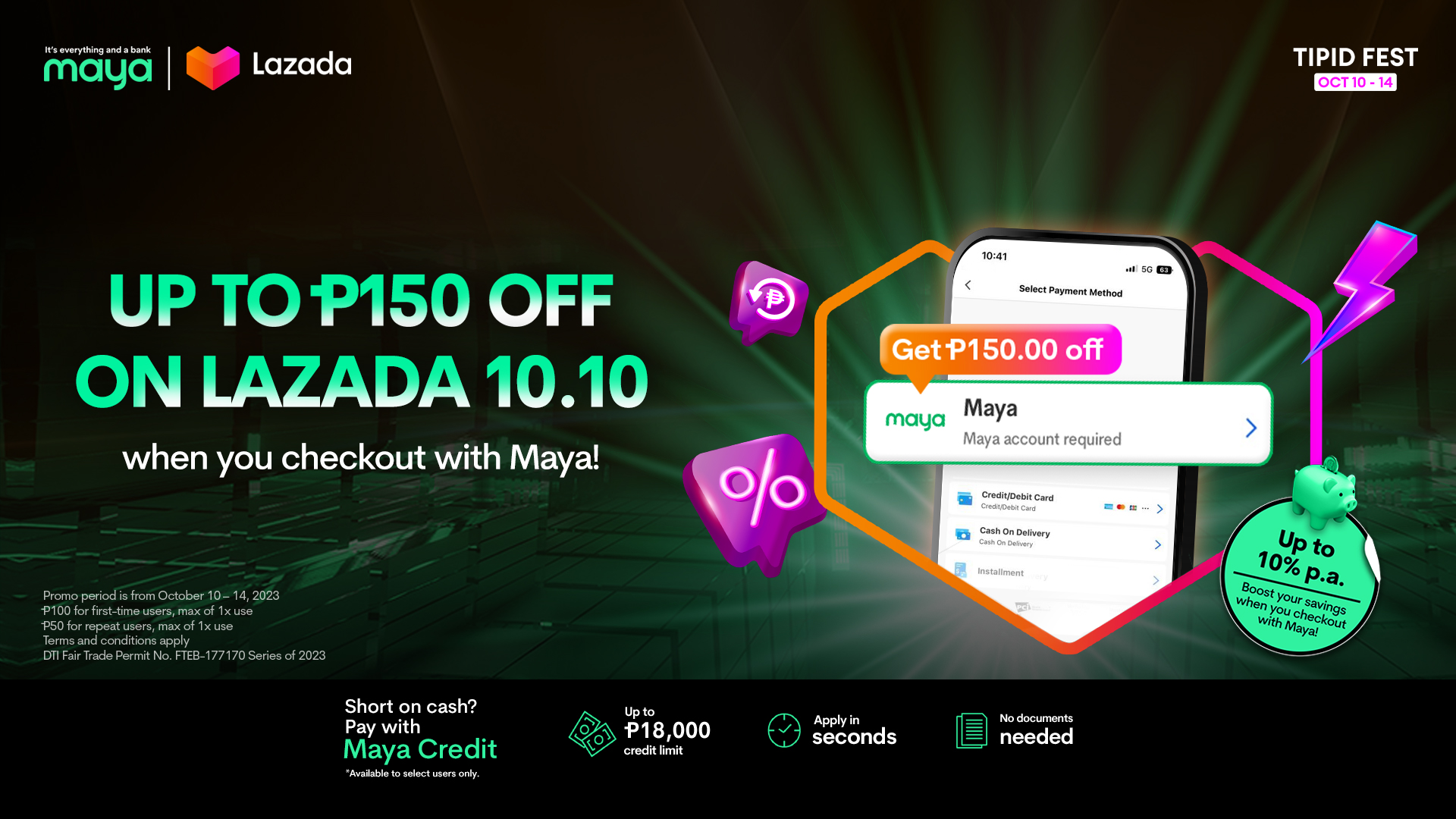 Get up to P150 on Lazada 10.10 with Maya!